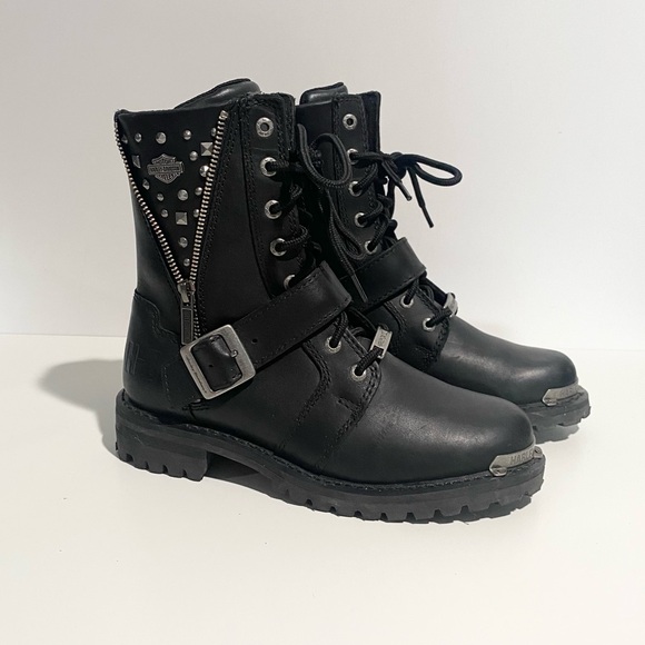 Harley-Davidson | Shoes | Harley Davidson Mindy Zip Side Studded ...